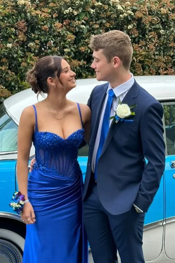 Spaghetti Mermaid Pleated Long Prom Dress Corset Party Dress Wp461 ...