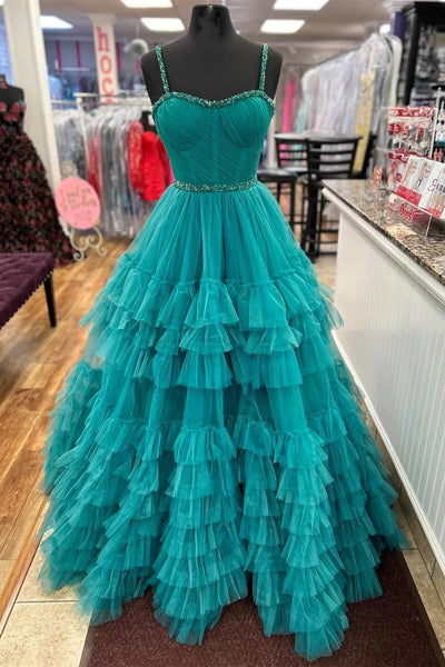Tiered Ruffle Tulle Prom Dress Beaded Evening Dress Wp458 – winkbridal