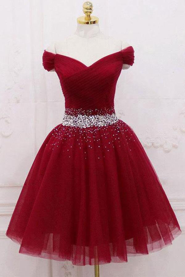 Cute Off The Shoulder Homecoming Dress Tulle Short Prom Dress,WD157 ...