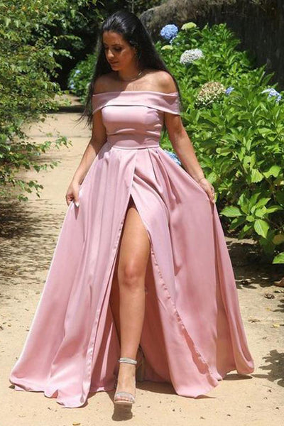Off The Shoulder Long Prom Dress With High Slit,WP083 – winkbridal