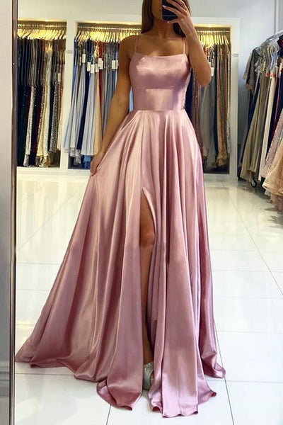 Spaghetti Straps Backless Long Prom Dress Satin Party Dress,WP013 ...